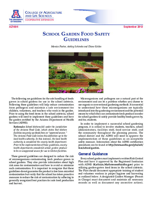 (PDF) School Garden Food Safety Guidelines