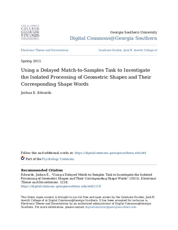 (PDF) Using a Delayed Match-to-Sample Task to Further Investigate the ...