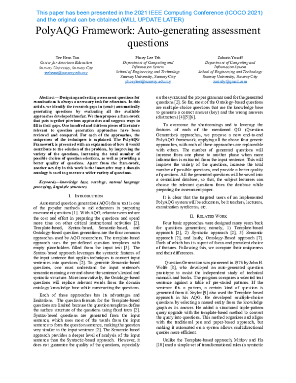 (PDF) PolyAQG Framework: Auto-generating assessment questions
