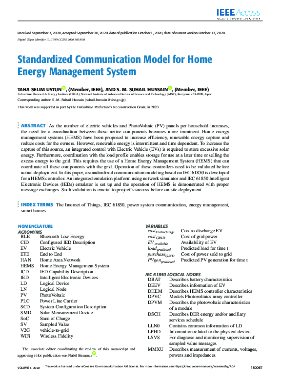(PDF) Standardized Communication Model for Home Energy Management System
