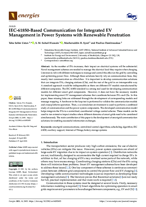 (PDF) IEC-61850-Based Communication for Integrated EV Management in Power Systems with Renewable ...