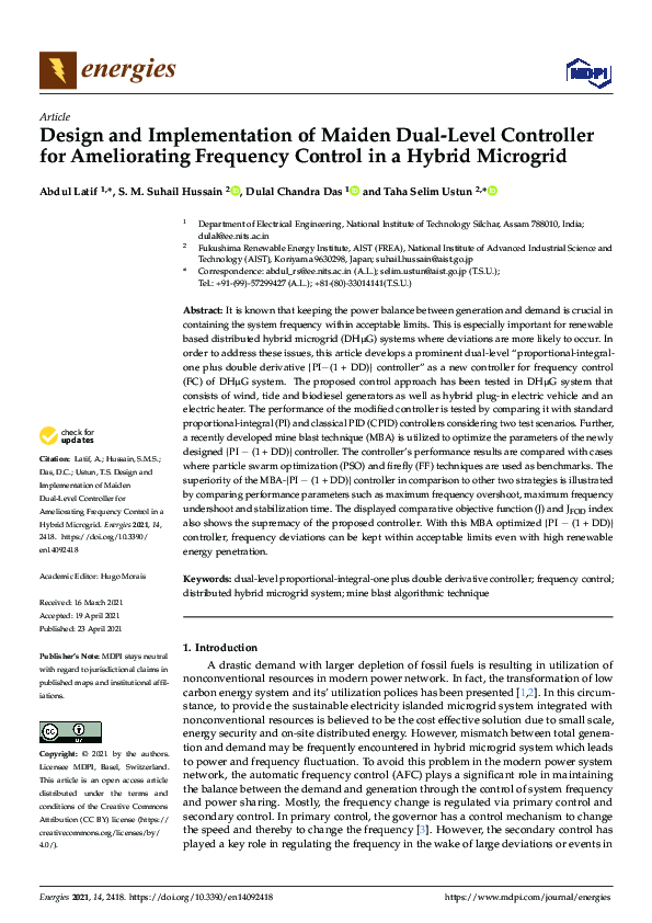 (PDF) Design and Implementation of Maiden Dual-Level Controller for Ameliorating Frequency ...
