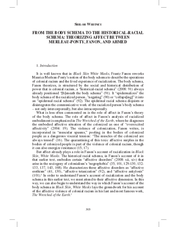 (PDF) From the Body Schema to the Historical-Racial Schema