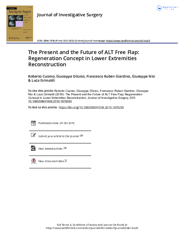 (PDF) The Present and the Future of ALT Free Flap: Regeneration Concept ...
