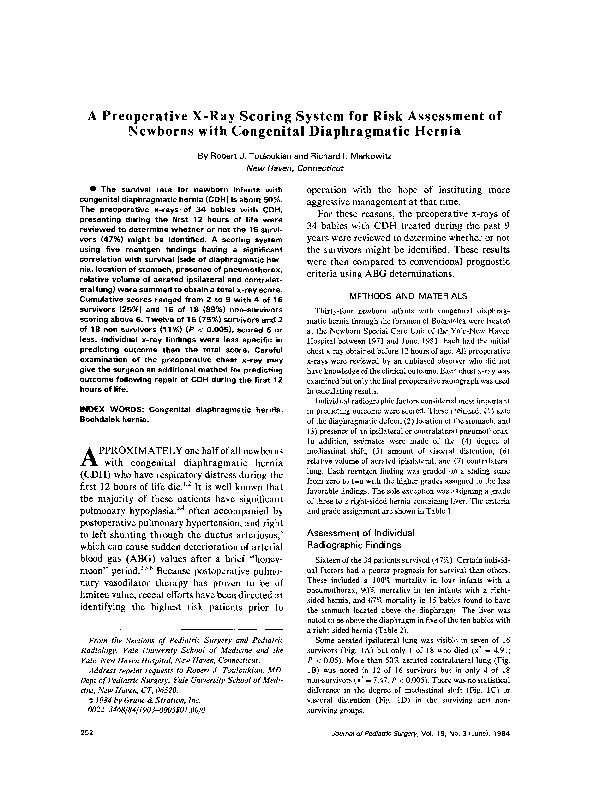 (PDF) A preoperative X-ray scoring system for risk assessment of newborns with congenital ...