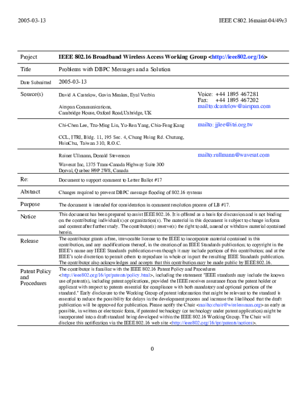 (PDF) Problems with DBPC Messages and a Solution