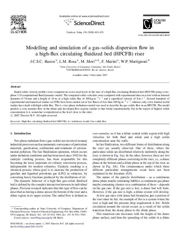 (PDF) Modelling and simulation of a gas–solids dispersion flow in a high-flux circulating ...