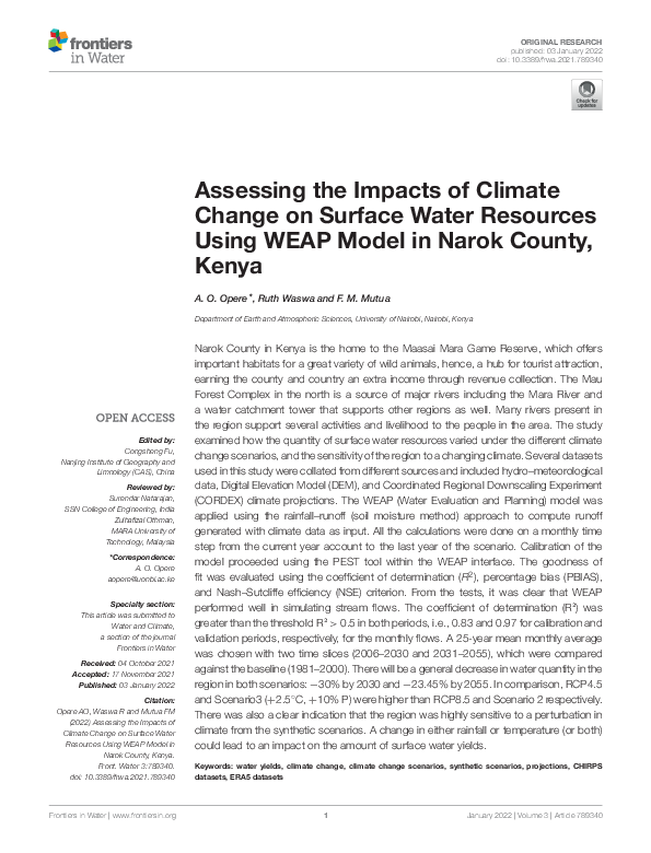 (PDF) Assessing the Impacts of Climate Change on Surface Water ...