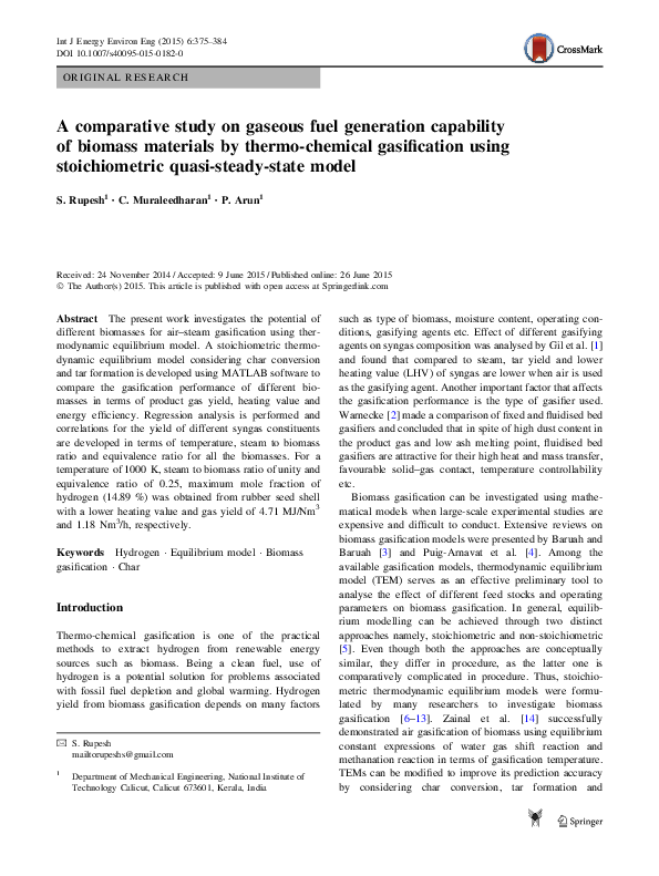 (PDF) A comparative study on gaseous fuel generation capability of biomass materials by thermo ...