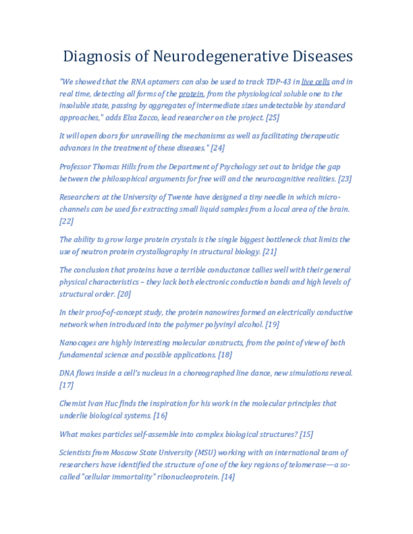 (PDF) Diagnosis of Neurodegenerative Diseases