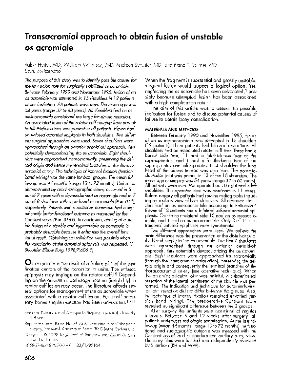 (PDF) Transacromial approach to obtain fusion of unstable os acromiale