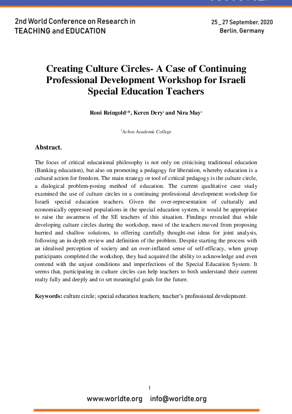 (PDF) Creating Culture Circles- A Case of Continuing Professional ...