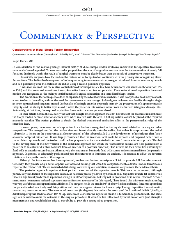 (PDF) Considerations of Distal Biceps Tendon Reinsertion
