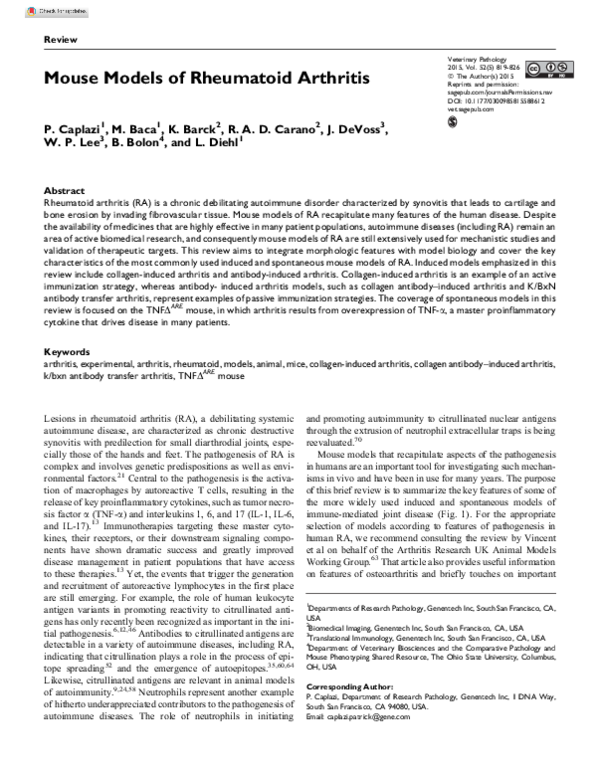 (PDF) Mouse Models of Rheumatoid Arthritis | Miriam Baca - Academia.edu