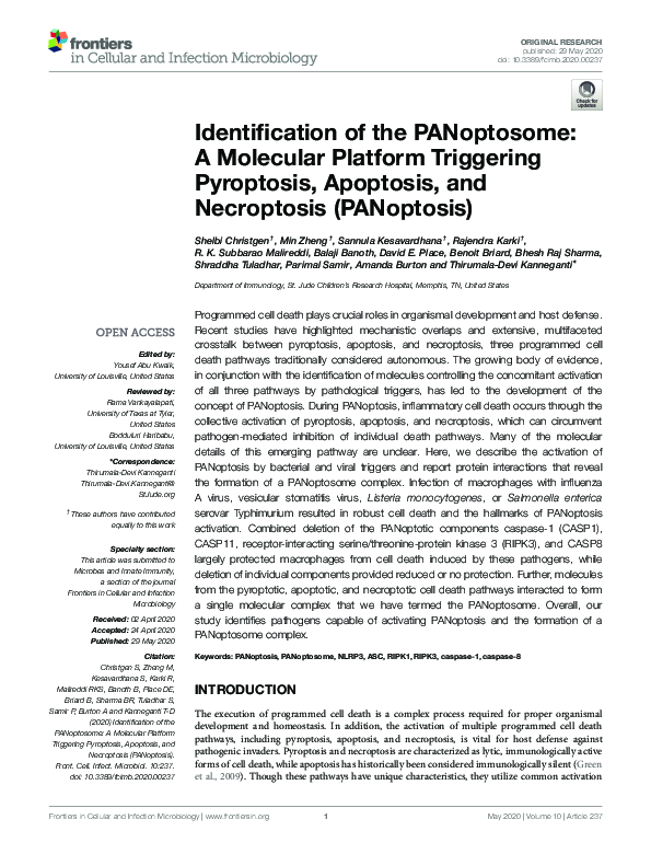 (PDF) Identification of the PANoptosome: A Molecular Platform ...