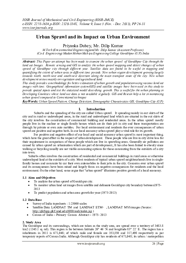 (PDF) Urban Sprawl and its Impact on Urban Environment