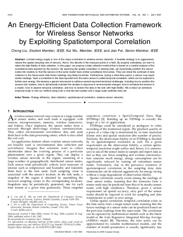 Pdf An Energy Efficient Data Collection Framework For Wireless Sensor Networks By Exploiting