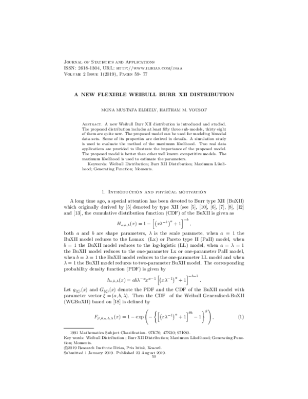 Pdf A New Flexible Weibull Burr Xii Distribution