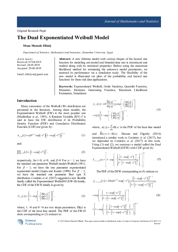 (PDF) The Dual Exponentiated Weibull Model