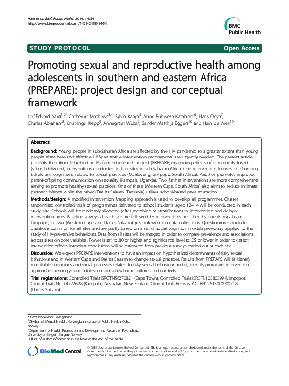 (PDF) Promoting sexual and reproductive health among adolescents in ...