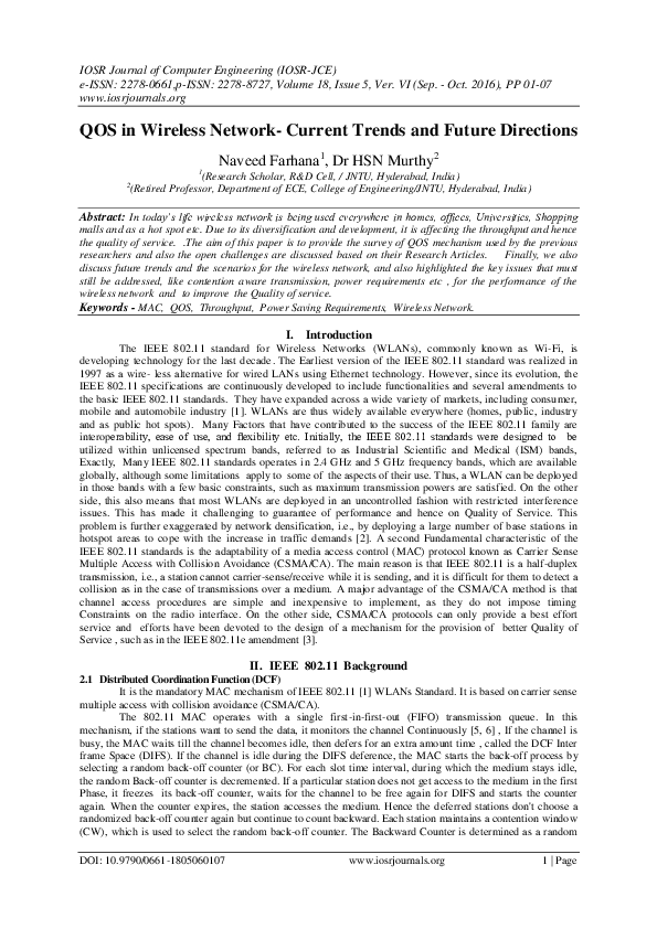 (PDF) QOS in Wireless Network- Current Trends and Future Directions