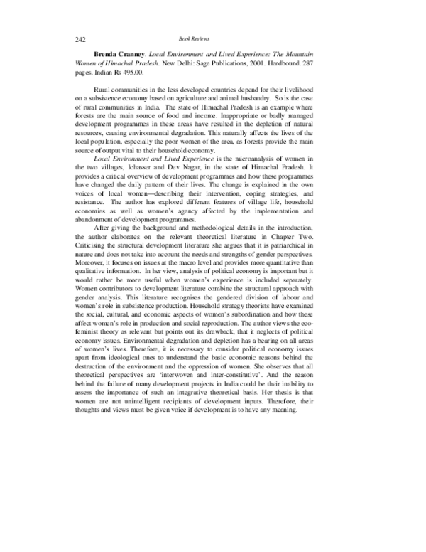 (PDF) Brenda Cranney. Local Environment and Lived Experience: The ...