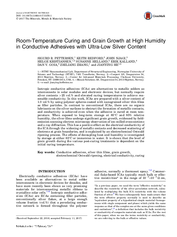 (PDF) Room-Temperature Curing and Grain Growth at High Humidity in ...