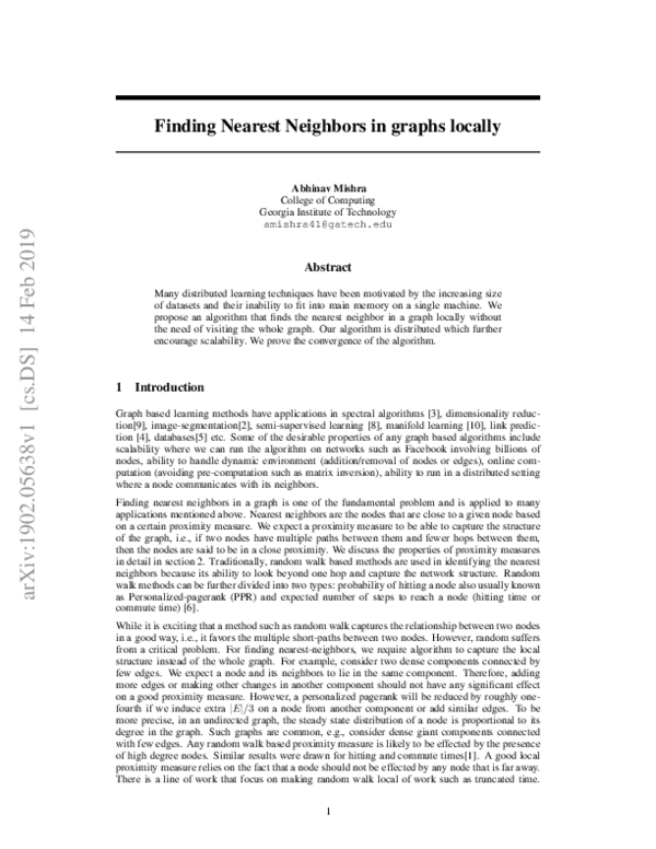 (PDF) Finding Nearest Neighbors in graphs locally