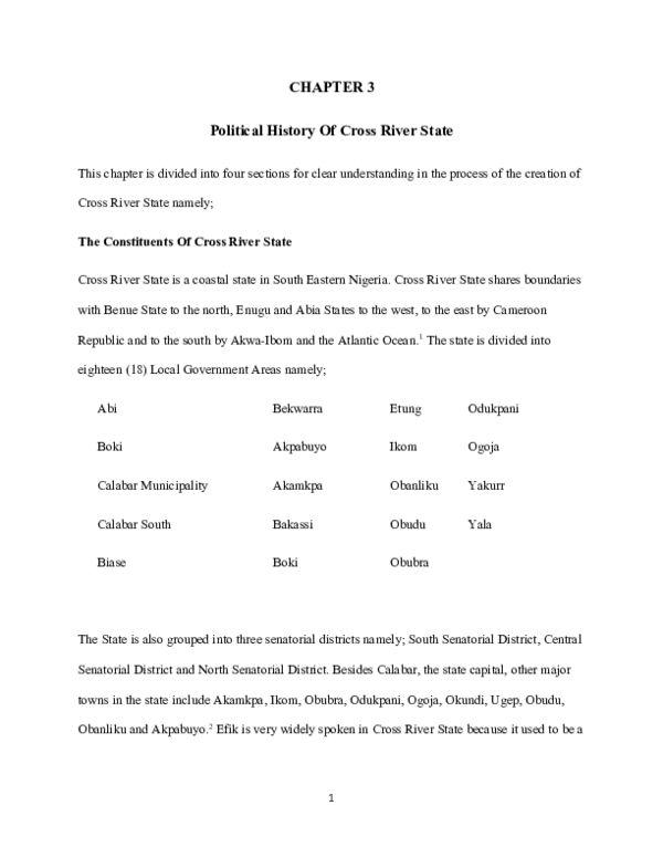 (DOC) Political History of Cross River State.