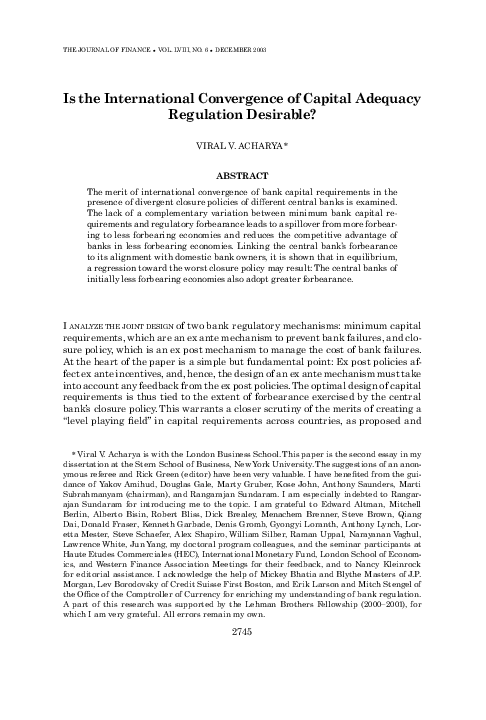 (PDF) Is the International Convergence of Capital Adequacy Regulation ...