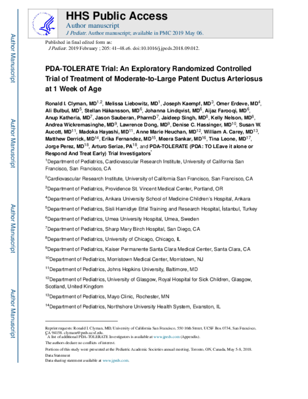 Pdf Pda Tolerate Trial An Exploratory Randomized Controlled Trial Of
