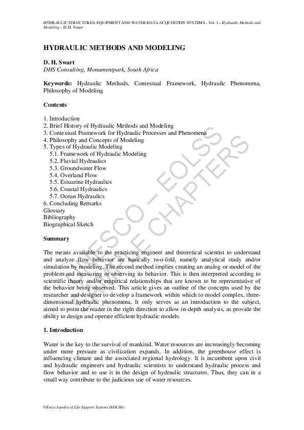 (PDF) Hydraulic Methods and Modeling