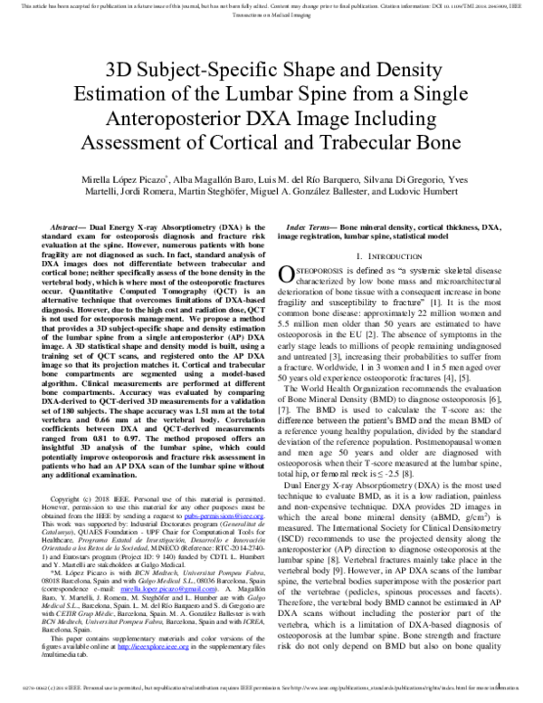 (PDF) 3D Subject-Specific Shape and Density Estimation of the Lumbar Spine from a Single ...