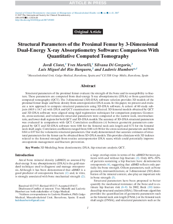 (PDF) Structural Parameters of the Proximal Femur by 3-Dimensional Dual-Energy X-ray ...