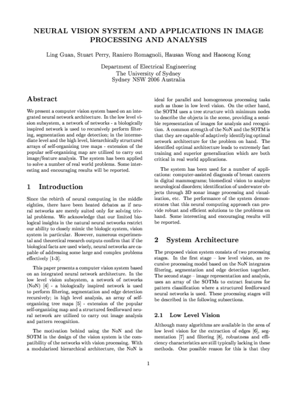 (PDF) Neural vision system and applications in image processing and analysis | Ling Guan ...
