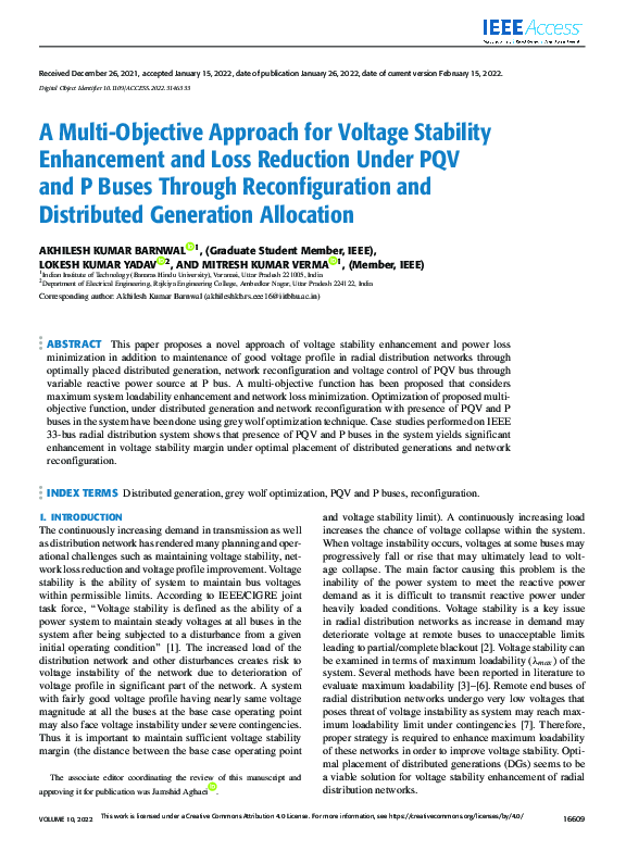 (PDF) A Multi-Objective Approach for Voltage Stability Enhancement and Loss Reduction Under PQV ...