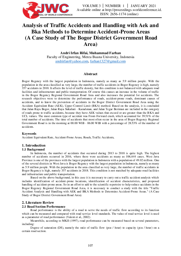 (PDF) Analysis of Traffic Accidents and Handling with Aek and Bka ...