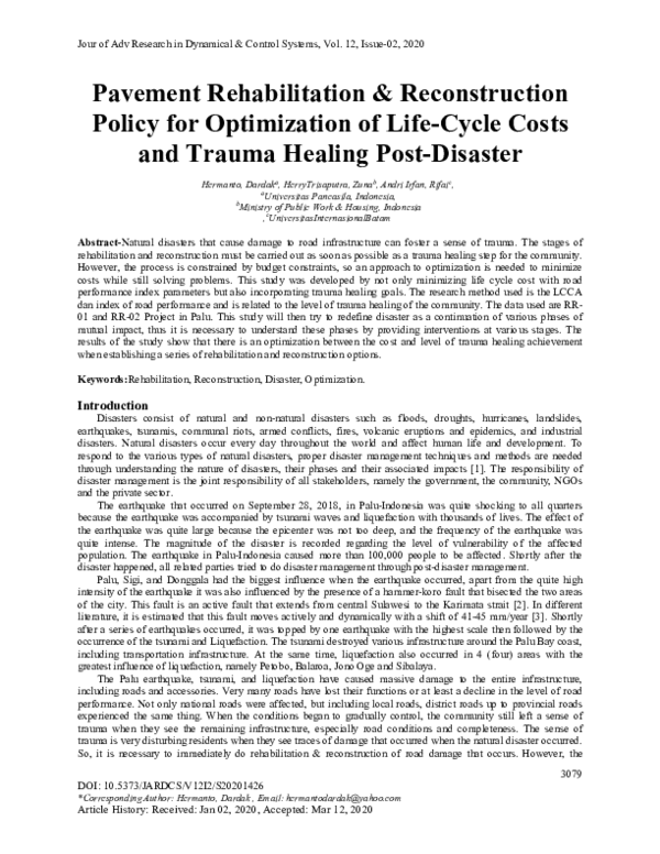 (PDF) Pavement Rehabilitation & Reconstruction Policy for Optimization ...