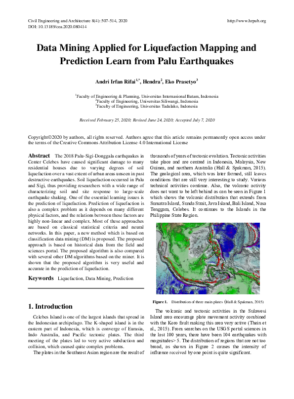 Pdf Data Mining Applied For Liquefaction Mapping And Prediction Learn