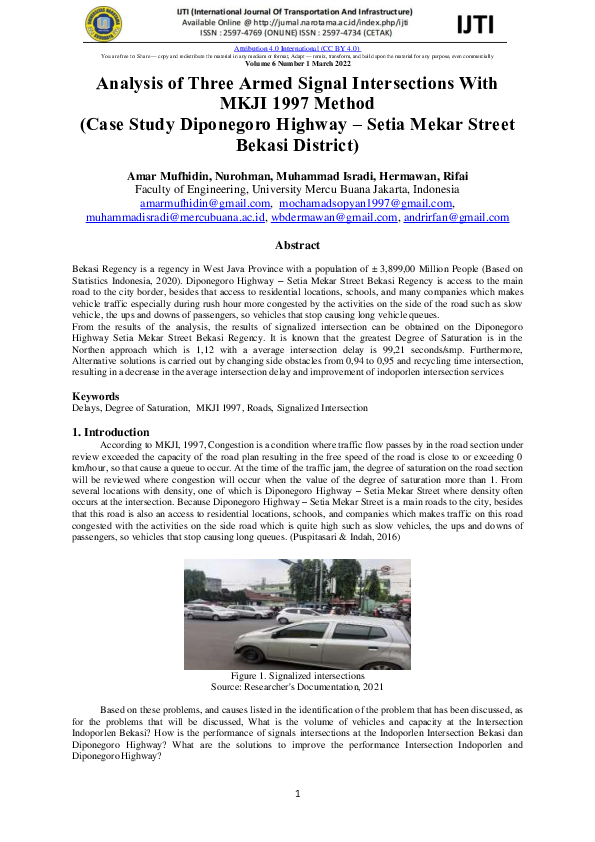 (PDF) Analysis of Three Armed Signal Intersections With MKJI 1997 Method (Case Study Diponegoro ...