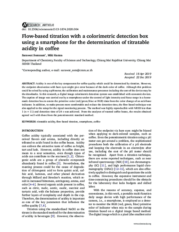 (PDF) Flow-based titration with a colorimetric detection box using a smartphone for the ...
