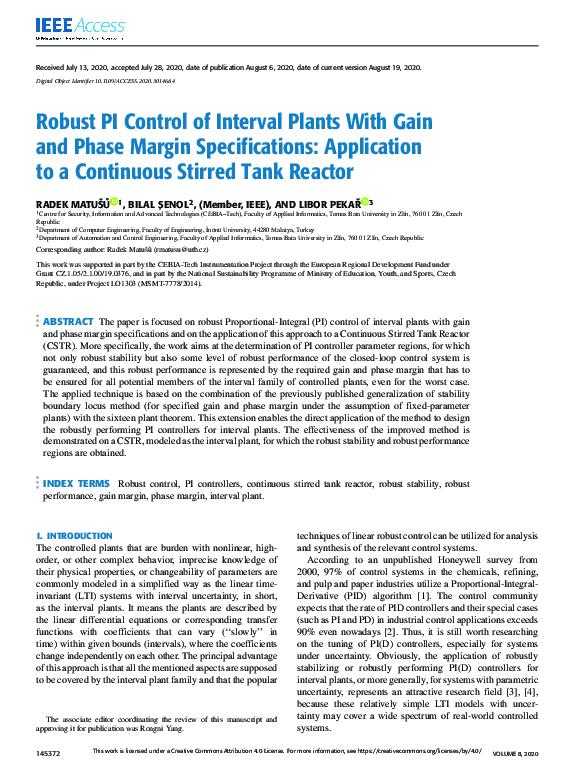 (PDF) Robust PI Control of Interval Plants With Gain and Phase Margin Specifications ...