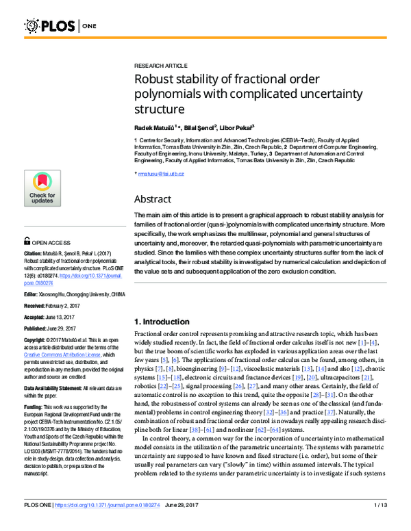 (PDF) Robust stability of fractional order polynomials with complicated uncertainty structure