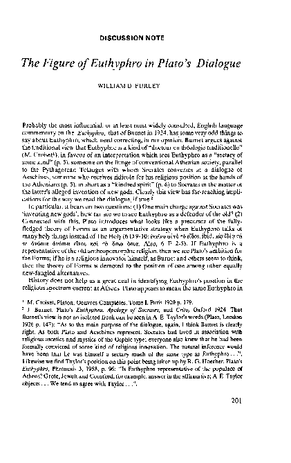 (PDF) The Figure of Euthyphro in Plato's Dialogue