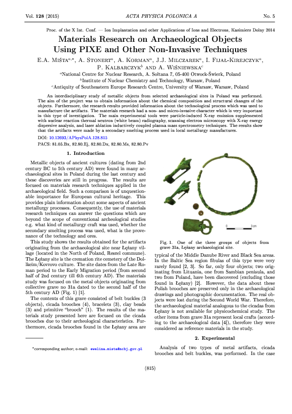 (PDF) Materials Research on Archaeological Objects Using PIXE and Other ...