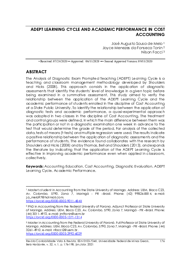 (PDF) Adept Learning Cycle and Academic Performance in Cost Accounting