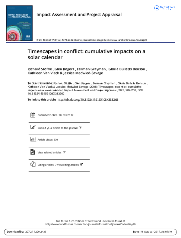 (PDF) Timescapes in conflict: cumulative impacts on a solar calendar