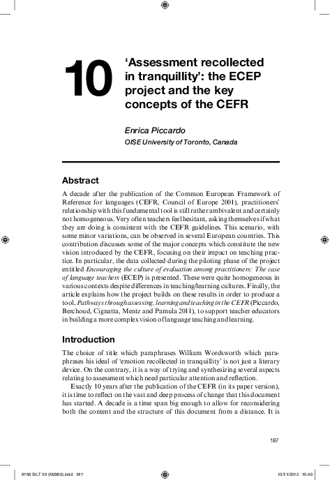 (PDF) ‘ Assessment recollected in tranquillity ’ : the ECEP project and ...