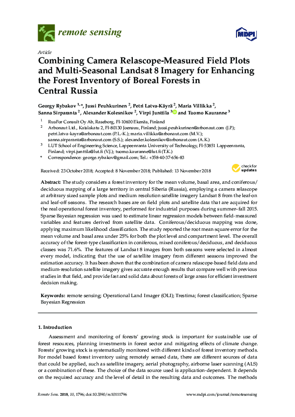 (PDF) Combining Camera Relascope-Measured Field Plots and Multi-Seasonal Landsat 8 Imagery for ...