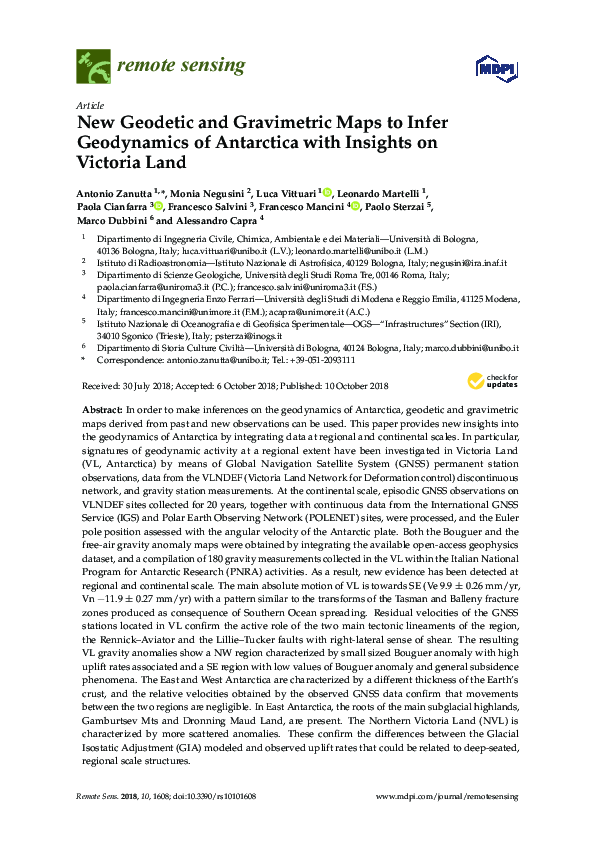 (PDF) Geodetic GPS-based analysis of recent crustal motions in Victoria Land (Antarctica)